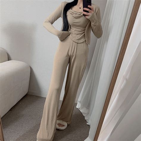 ️최저가 ️드레이프나시가디건 와이드팬츠 쓰리피스 투피스 트레이닝세트 에이블리