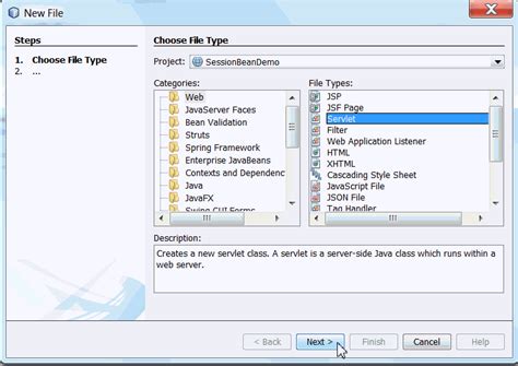 Creating And Accessing A Session Bean In A Web Application