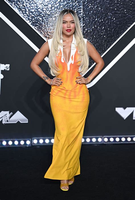 Karol G Sizzles In Flame Hued Vintage At 2024 Mtv Vmas • Celebmafia