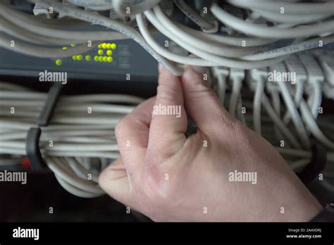 Rack Mounted Servers In A Server Room Close Up Stock Photo Alamy