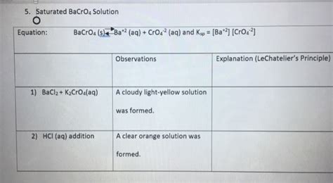 Solved 5 Saturated Bacro4 Solution Bacro4 S Ba2 Aq