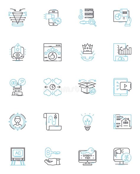 Digital Creation Linear Icons Set Pixel Vector Design Art Manipulation Rendering