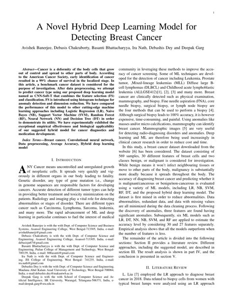 Pdf A Novel Hybrid Deep Learning Model For Detecting Breast Cancer