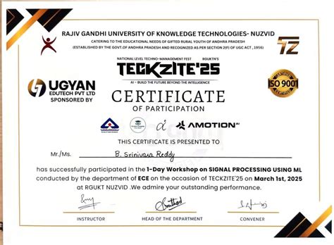 Machinelearning Signalprocessing Ai Teckzite25 Rgukt Workshopexperience Lifelonglearning