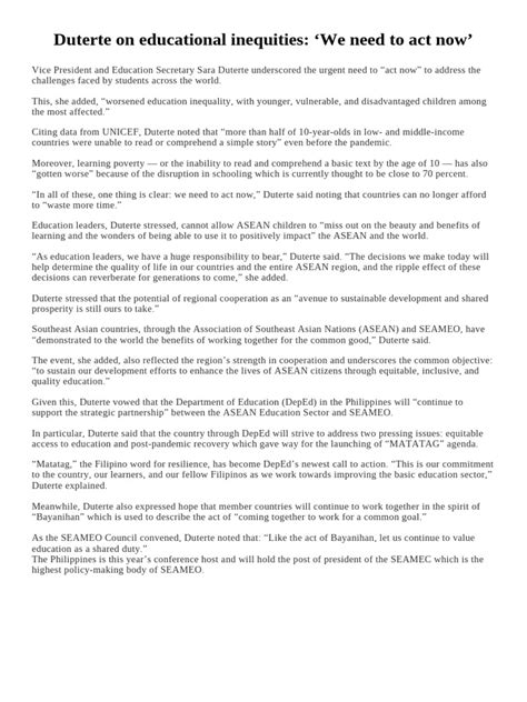 Editorial Writing Pdf Rodrigo Duterte Inclusion Education