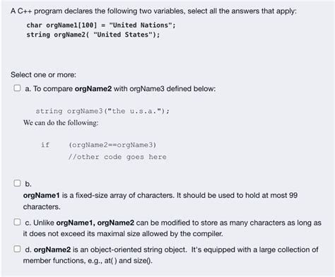 Solved A C Program Declares The Following Two Variables Chegg