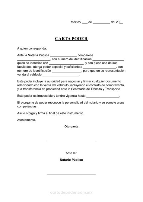 Tipos De Carta Poder Mexicocarta Poder Para Vender Propiedad En Mexico