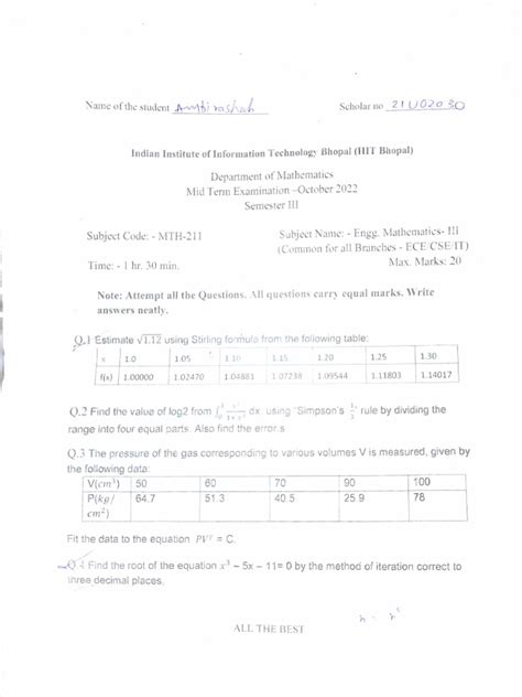 Previous Year Mid Sem Paper Except Oop Pdf Algorithms And Data Structures Mathematical