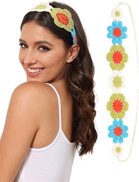 Haimeikang Hippie Hair Bandanas Headbands For Women Boho Headband Knit Hair Bands