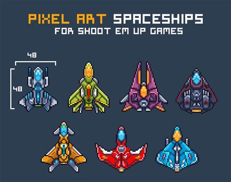 Pixel Art Spaceships For Shmup Game Asset By Dylestorm Pixel Art