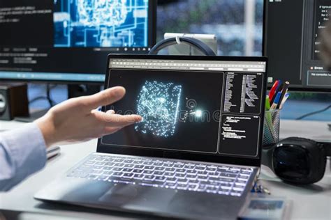 Close Up Of Admin In Data Center Troubleshoots Issues Using Ai On
