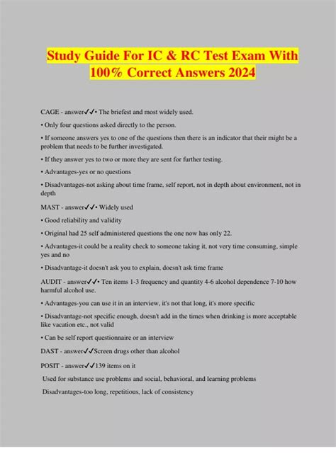 Study Guide For IC RC Test Exam With 100 Correct Answers 2024 IC RC Stuvia US