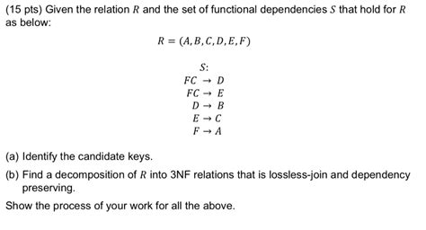 Solved 15 Pts Given The Relation R And The Set Of