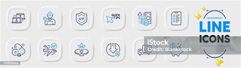 Checklist Outsource Work And Repairman Line Icons For Web App Pictogram Icon Vector Stock