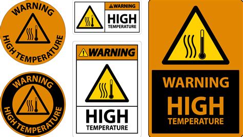 Warning High Temperature Symbol And Text Safety Sign 15293019 Vector Art At Vecteezy