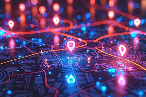 Geolocation Tracking Illustration With Digital Footprints Premium Ai