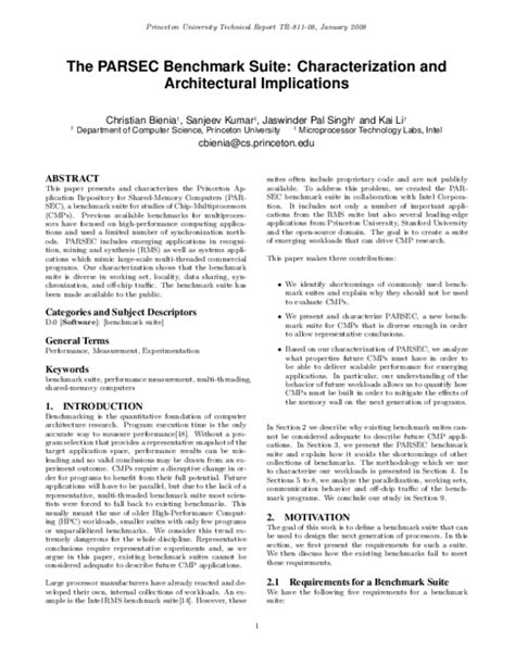 Pdf The Parsec Benchmark Suite