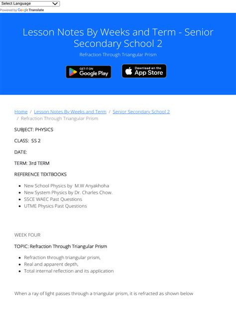 Physics Triangular Prism Pdf Refraction Reflection Physics