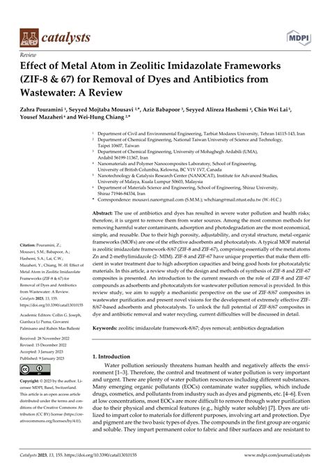 Pdf Effect Of Metal Atom In Zeolitic Imidazolate Frameworks Zif 8