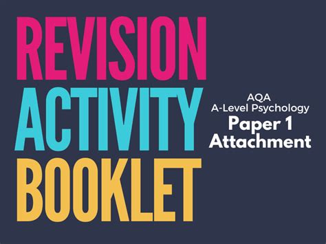 Attachment Revision Activity Booklet Aqa Psychology Teaching Resources