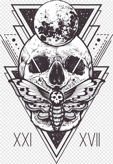 해골 신성한 기하학 디자인 Png Pngwing