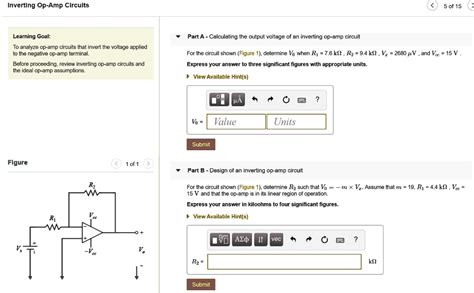 Solved Inverting Op Amp Circuits 5 Of 15 Learning Goal Part A
