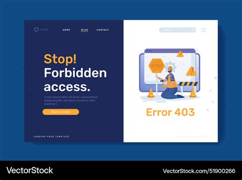 Error 403 Forbidden Access On Landing Page Design Vector Image