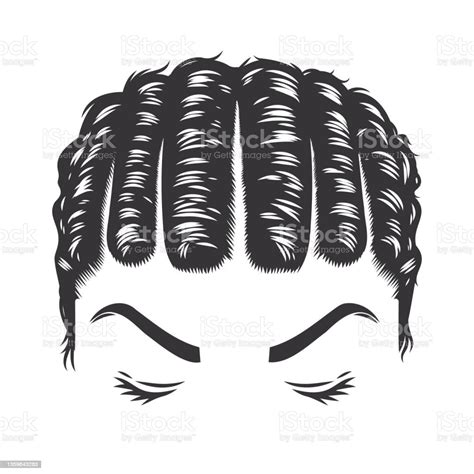 아프로 내추럴 헤어스타일 곱슬 곱슬 한 트위스트 빈티지 헤어 스타일 벡터 라인 아트 일러스트와 여자 얼굴 곱슬 머리에 대한 스톡