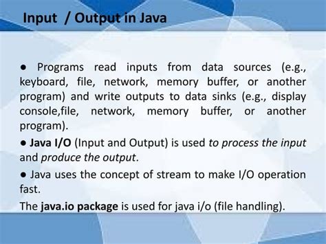 input output in java ppt