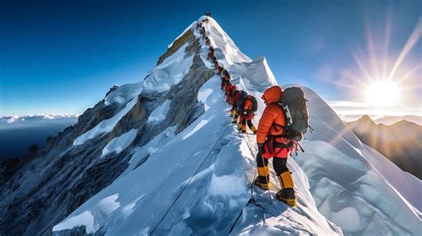 Premium Photo Climbers On The Summit Of Mount Everest In Himalayas Nepal