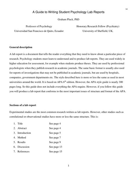 Examples Of Lab Reports In Psychology
