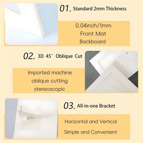 51020 팩 클래식 수직 종이 사진 프레임 스탠드 포함 수평 및 수직 사용 가능 화이트 코어 베벨 컷 Temu