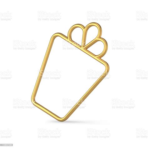 미니멀리스트 골든 메탈릭 축제 선물 상자 활 럭셔리 보석 프레임 모양 겨울 휴가 벡터 3차원 형태에 대한 스톡 벡터 아트 및