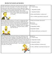 UNIT LAB Identify The Controls And Variables Bart Simpson Docx Identify The Controls And