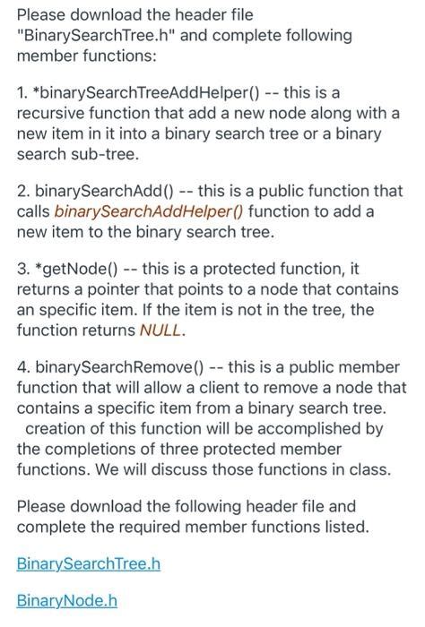 Solved Binarysearchtreehthis Is A Simple Version Of Class