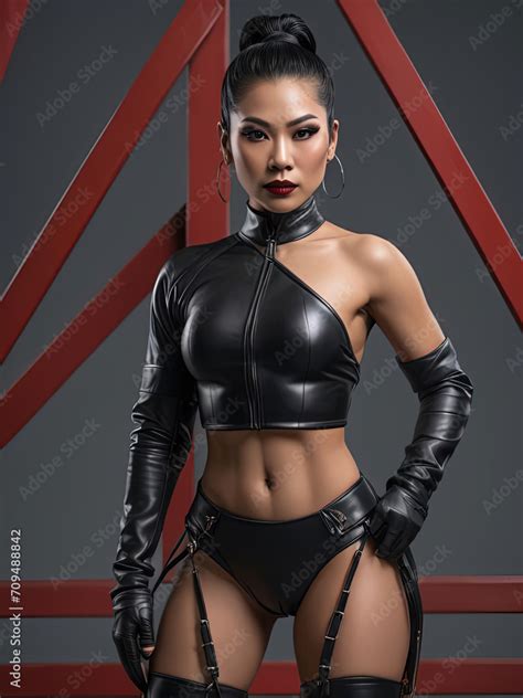 Empowering Dominatrix Close Up Portrait Of A Powerful And Confident