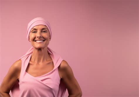 Premium Ai Image Cheerful Breast Cancer Survivor Woman On A Pink