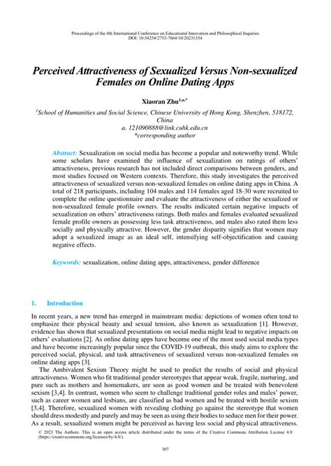 PDF Perceived Attractiveness Of Sexualized Versus Non Sexualized Females On Online Dating Apps