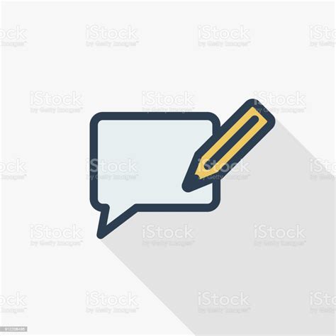 댓글 쓰는 얇은 라인 플랫 컬러 아이콘입니다 선형 벡터 기호입니다 화려한 긴 그림자 디자인입니다 건의함에 대한 스톡 벡터 아트 및 기타 이미지 Istock