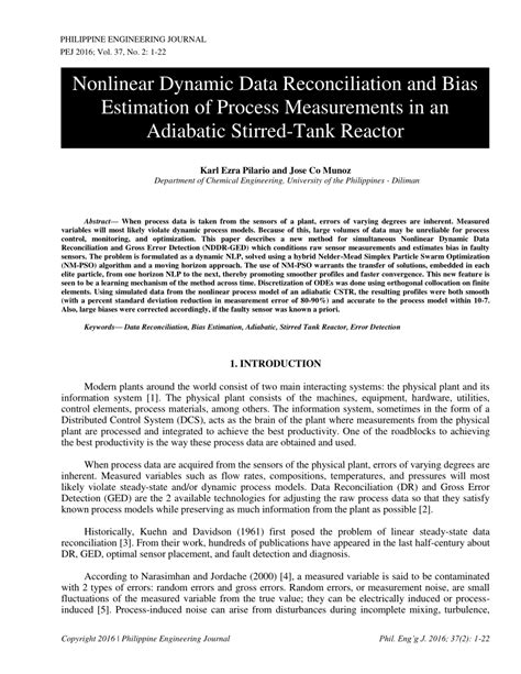 Pdf Nonlinear Dynamic Data Reconciliation And Bias Estimation Of Process Measurements In An