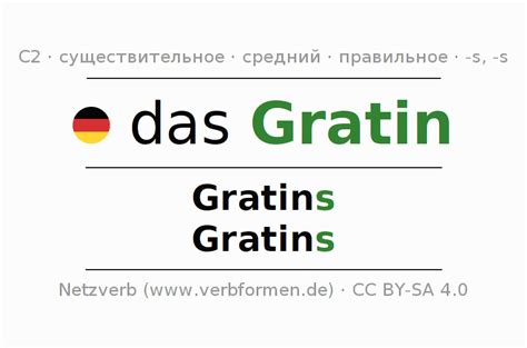 Cклонение Gratin Все формы множественное число правила речевой вывод Netzverb Словарь