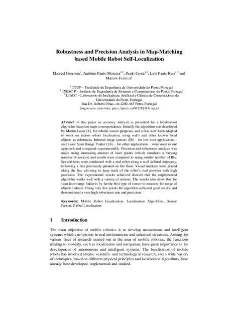 Pdf Robustness And Precision Analysis In Map Matching Based Mobile Robot Self Localization