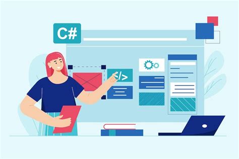 premium vector ui ux programming blue concept with people scene in