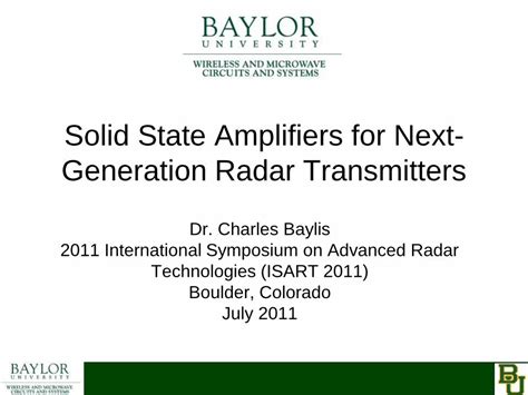 Pdf Solid State Amplifiers For Next Generation Radar Transmitters · Solid State Amplifiers