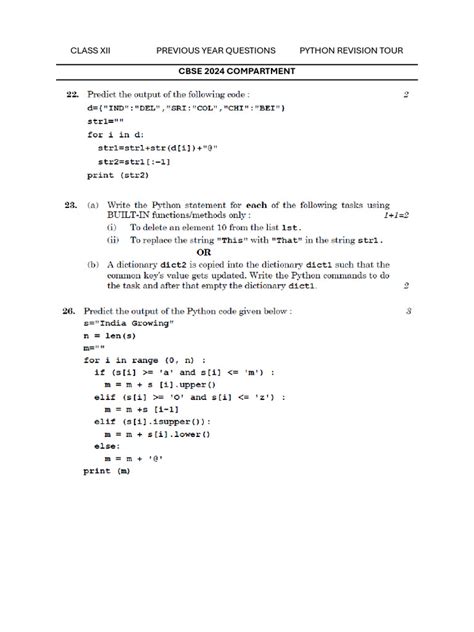 Cs Pyq Python Revision Tour Pdf
