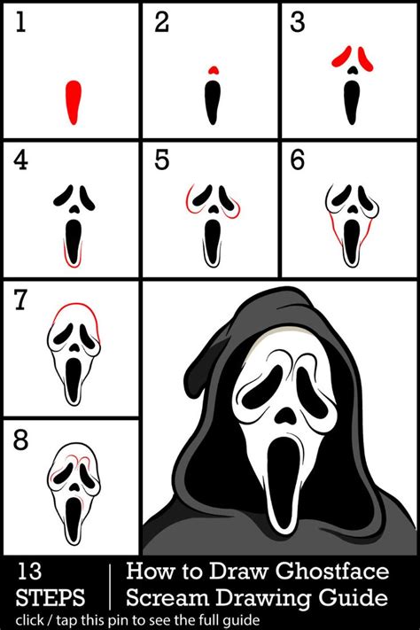 How To Draw Ghostface The Scream Mask Halloween Drawing Guide