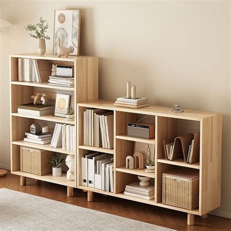 Natural Wood Horizontal Modular Panel Cube With Closed Back And 8 Shelf
