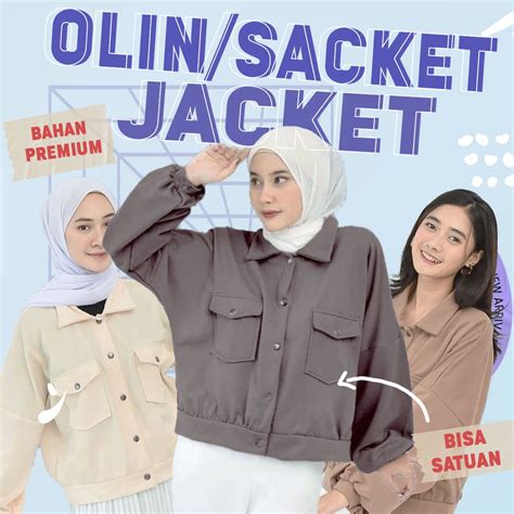 Jual Sacket Jacket Cewek Olin Button Beragam Warna Shopee Indonesia
