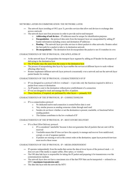 Routing And Switching Essentials Lecture 3 Notes Network Layers In Communication The Network