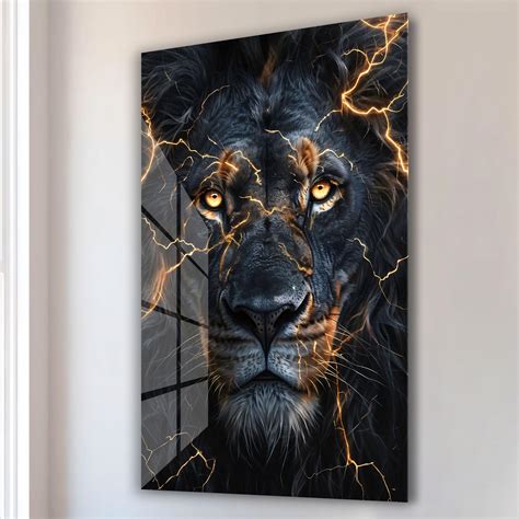 Lion Glass Wall Art Tempered Glass Printing Decorative Wall Art